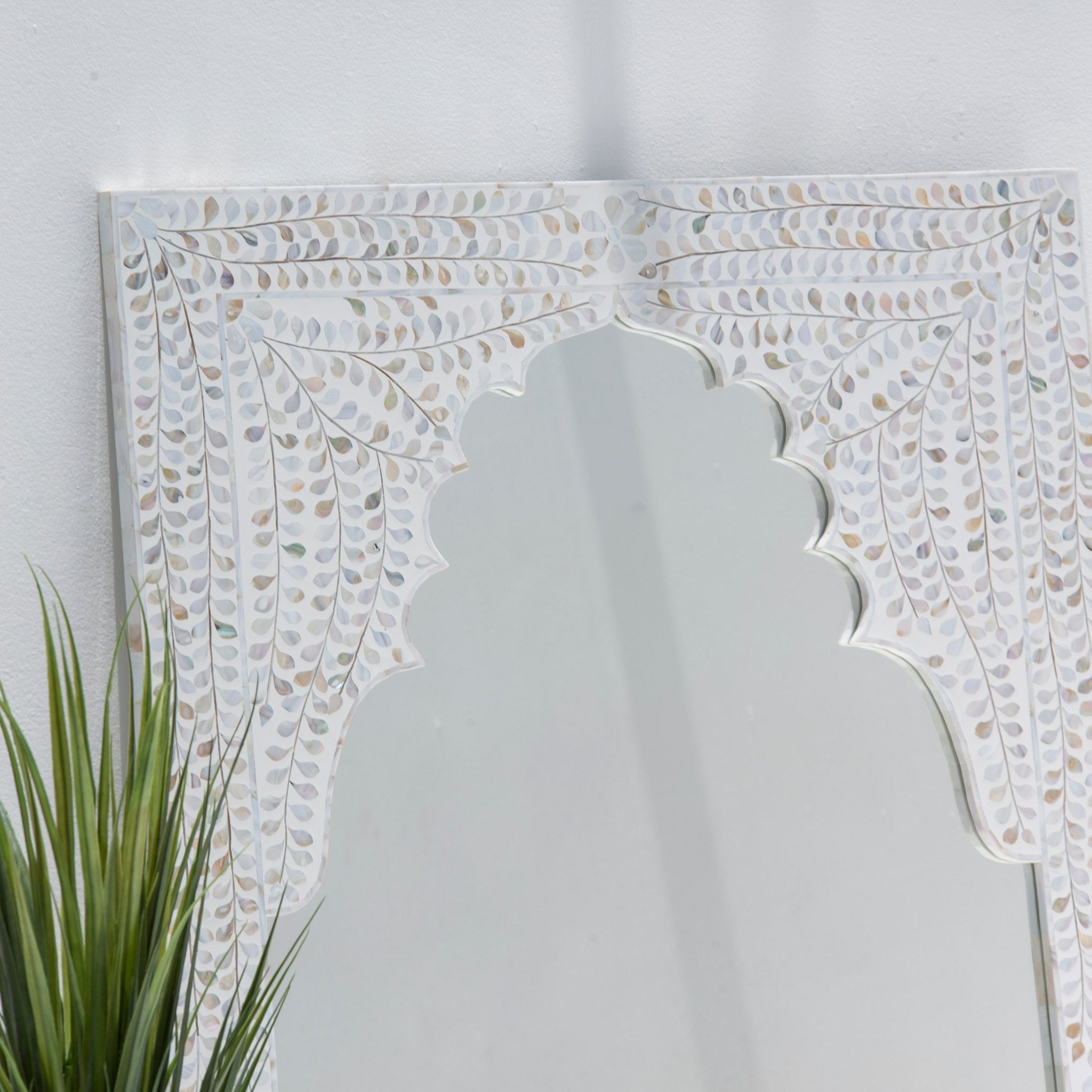 AZURE-WHITE MOTHER OF PEARL MIRROR FRAME