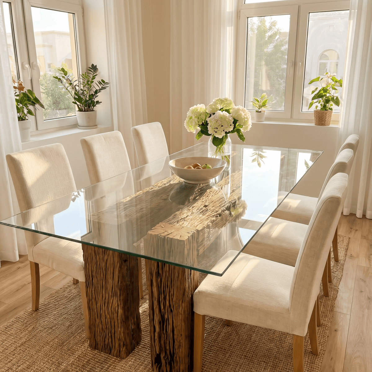 RAILWAY WOOD LOG DINNING TABLE